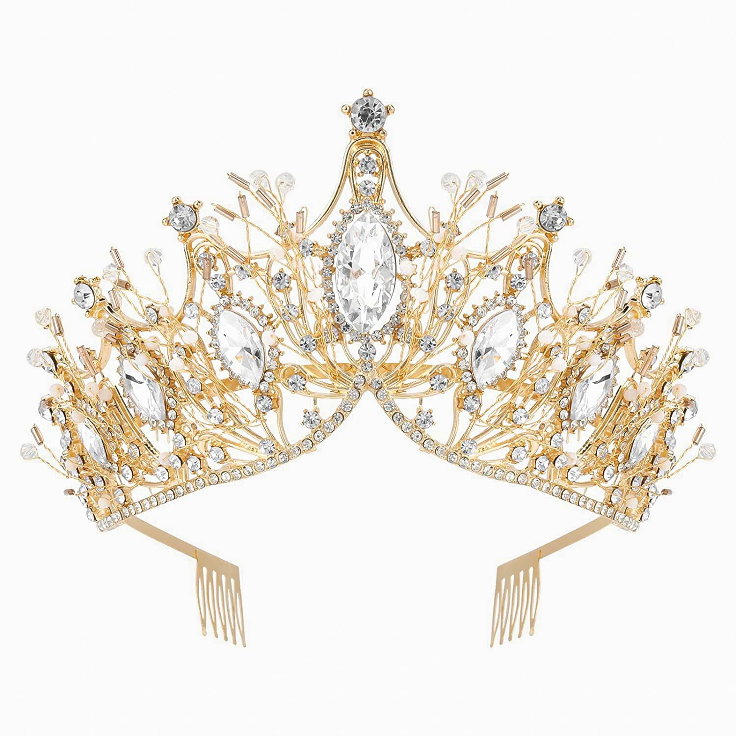 Corona de reina barroca, tiaras y coronas de princesa doradas, tiara y ...