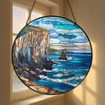 Ocean Cliff Landscape Window Hanging – Stained Glass Style Coastal ...