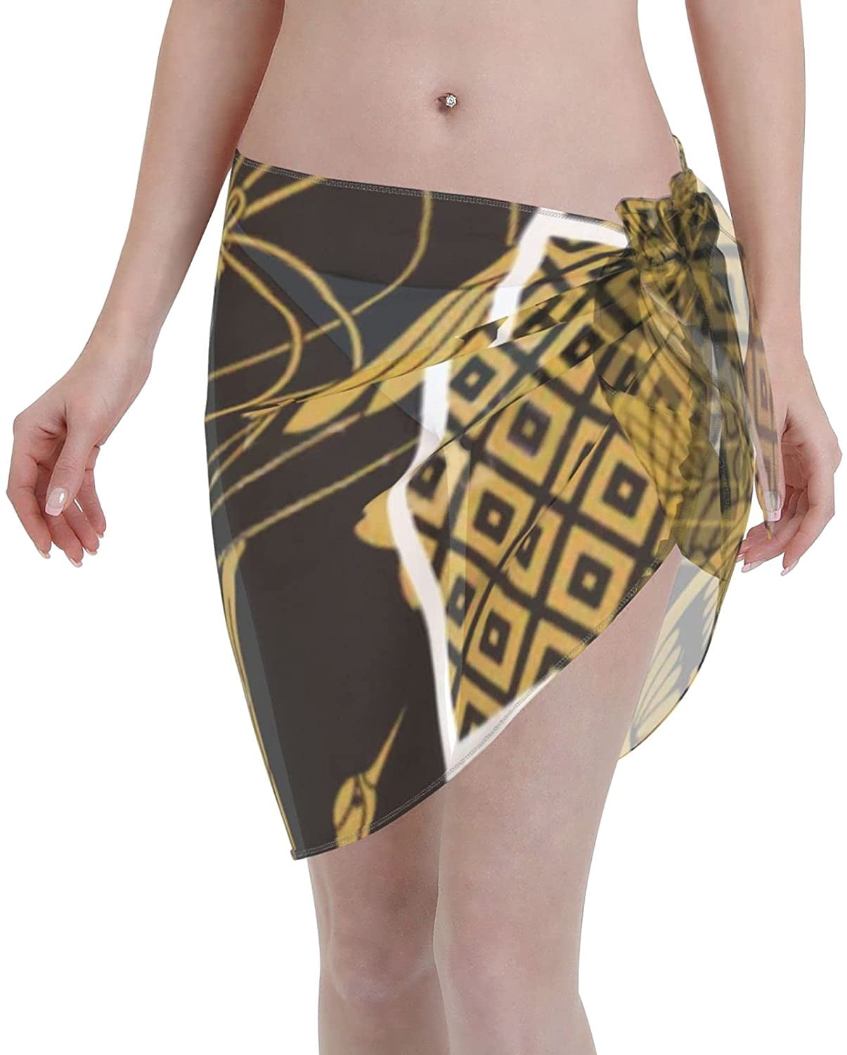 Japanese Style Art Women Short Sarongs Sheer Bikini Wraps Chiffon Cover ...
