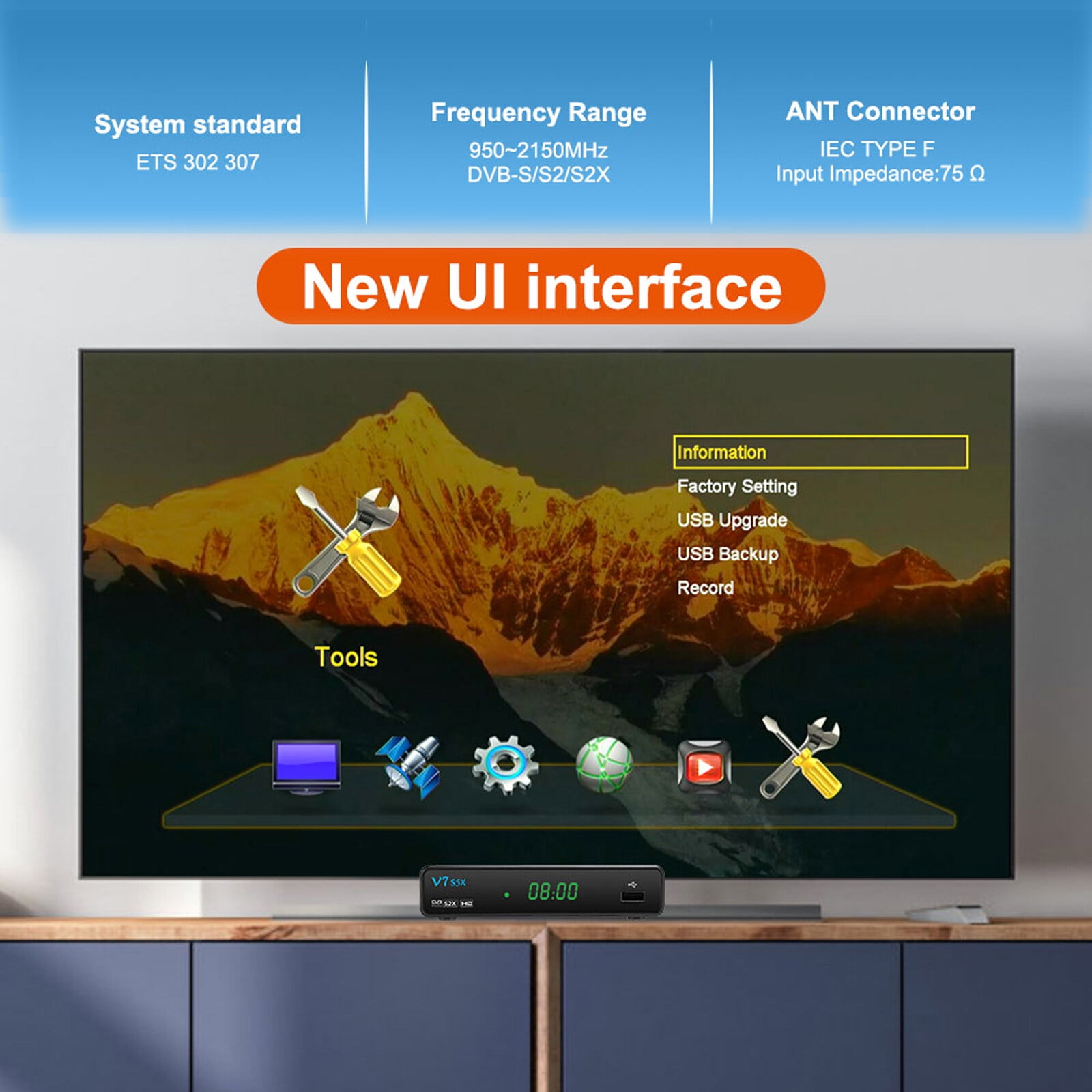 GTMEDIA V7 S5X H.265 جهاز فاك الشفير المغرب | Ubuy