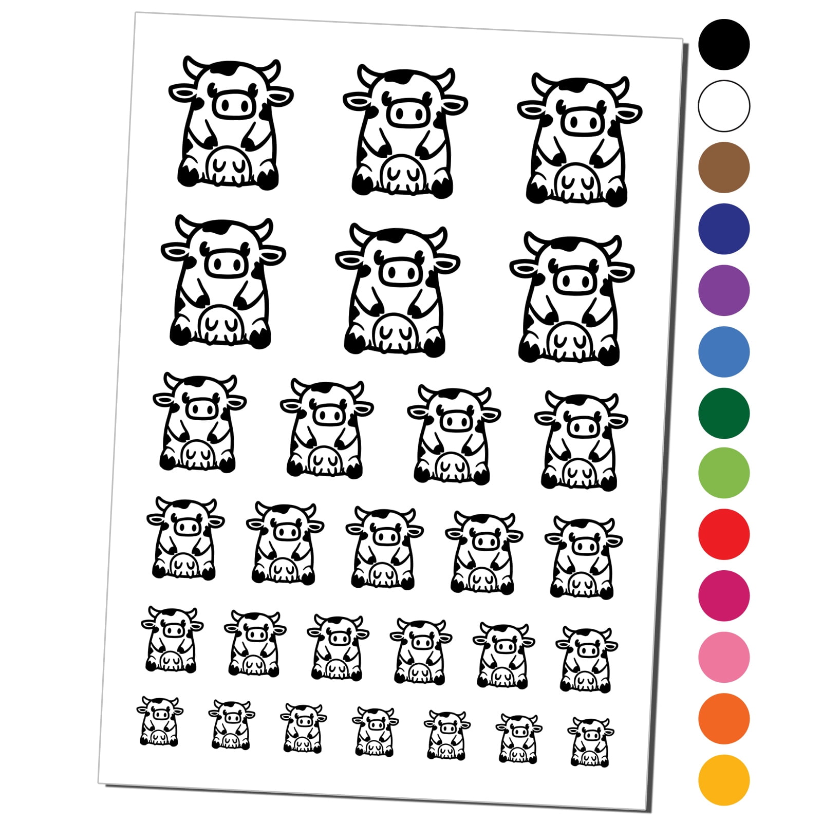 Cute Spotted Cow Sitting Water Resistant Temporary Tattoo Set Fake Body ...