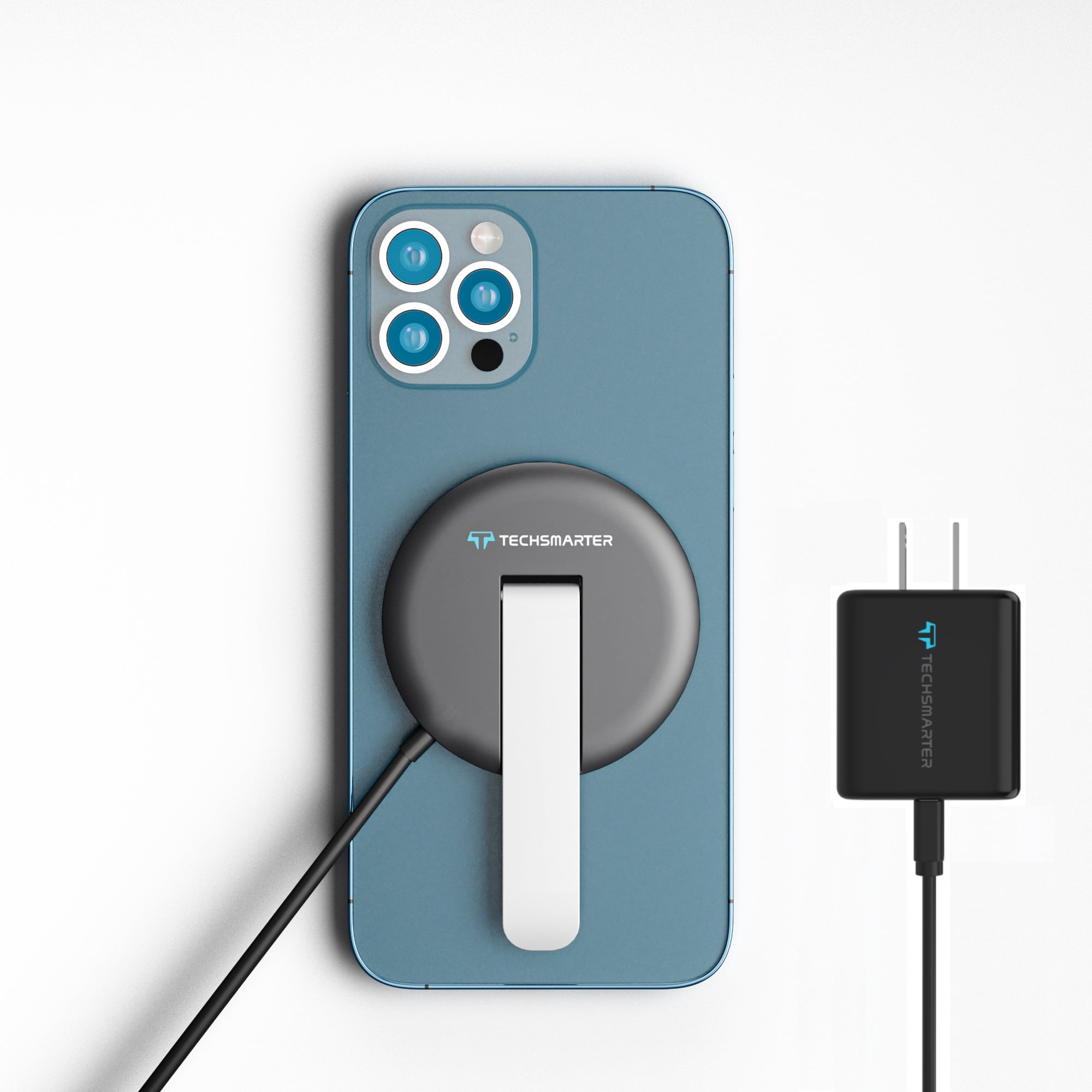 Techsmarter Magnetic Wireless Charging Pad with Kickstand Includes 18W ...