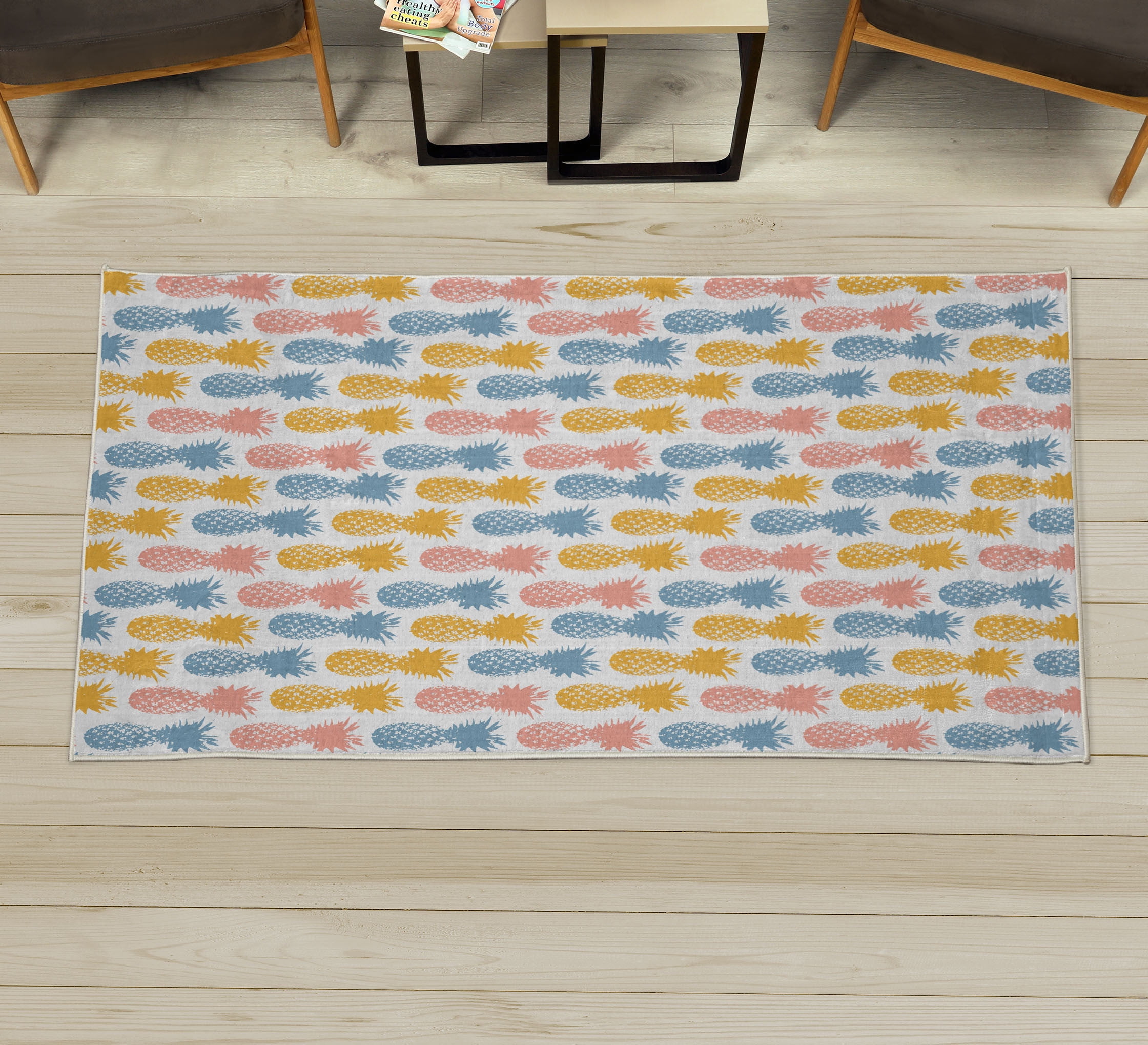 Pineapple Decorative Rug, Summer Island Tropic Fruit Pattern Stamped ...