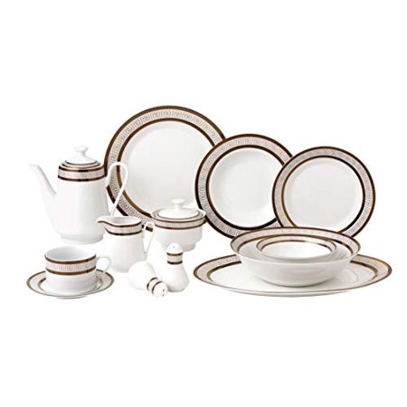 Royalty Porcelain Vintage Pattern 57-pc Dinnerware Set 'Dark Greek Key ...