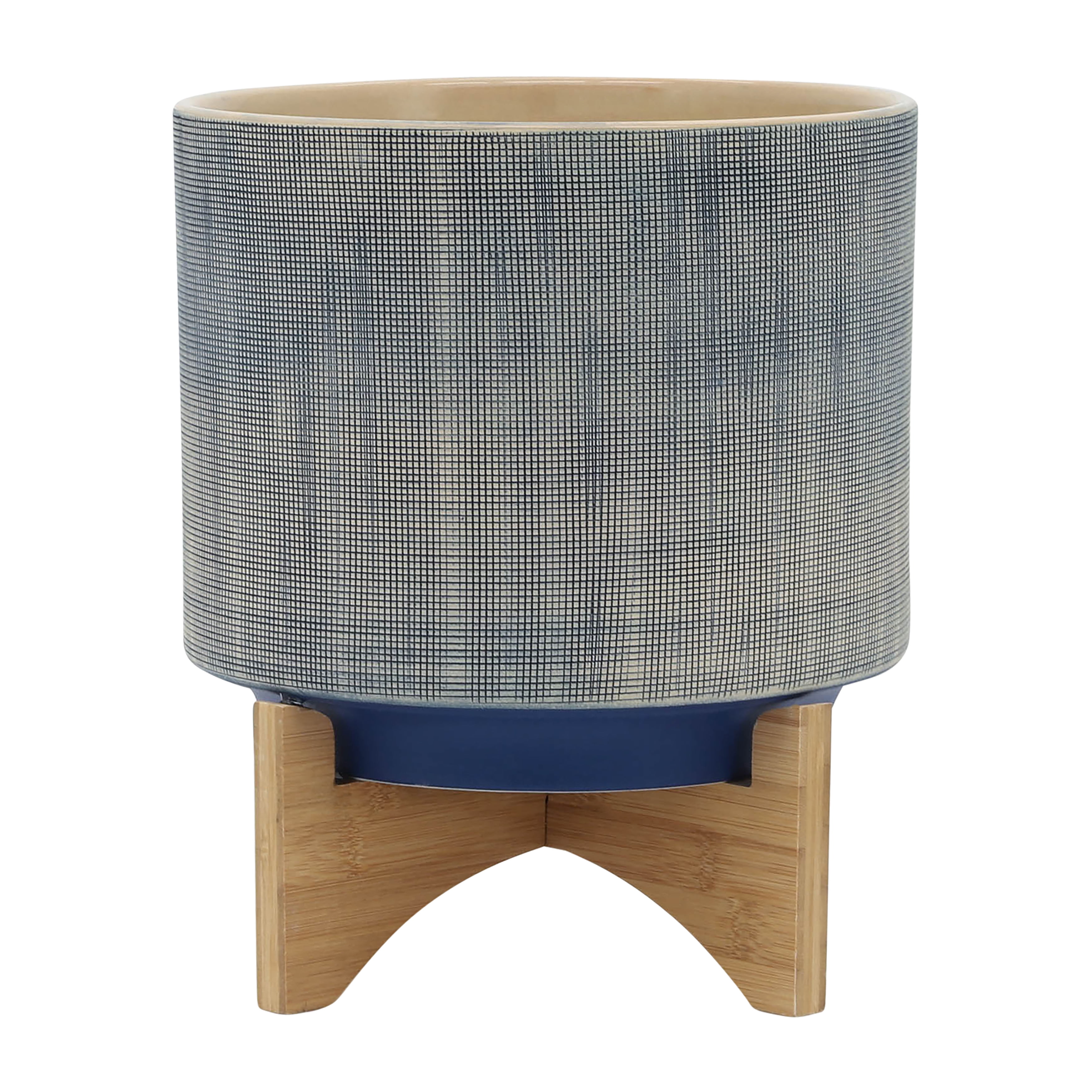 Sagebrook Home 10" Mesh Planter With Stand, Blue, Round, Ceramic ...