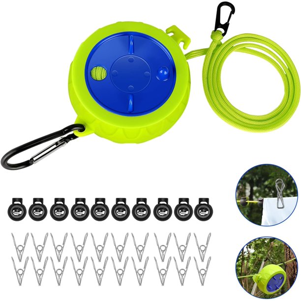 Jinsinto 10M Retractable Clothesline with 10 Fixed Loops and 20 ...