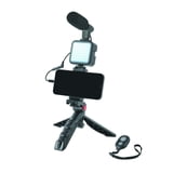 Onn+ Smartphone Vlogging Kit with LED Light Microphone Remote Control ...