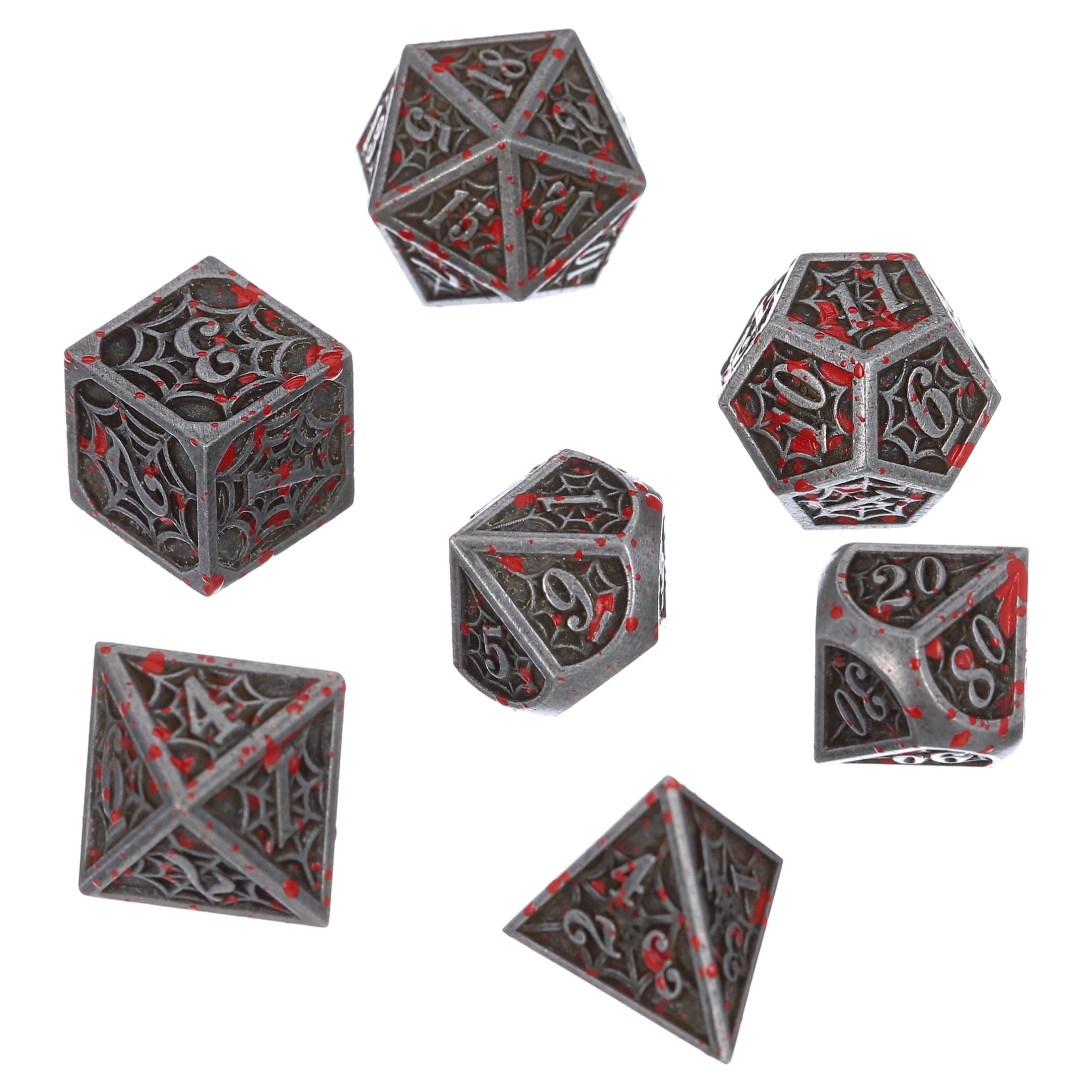 Haxtec Bloodstained Metal DND Dice Set D&D Dice With Leather Dice Bag ...