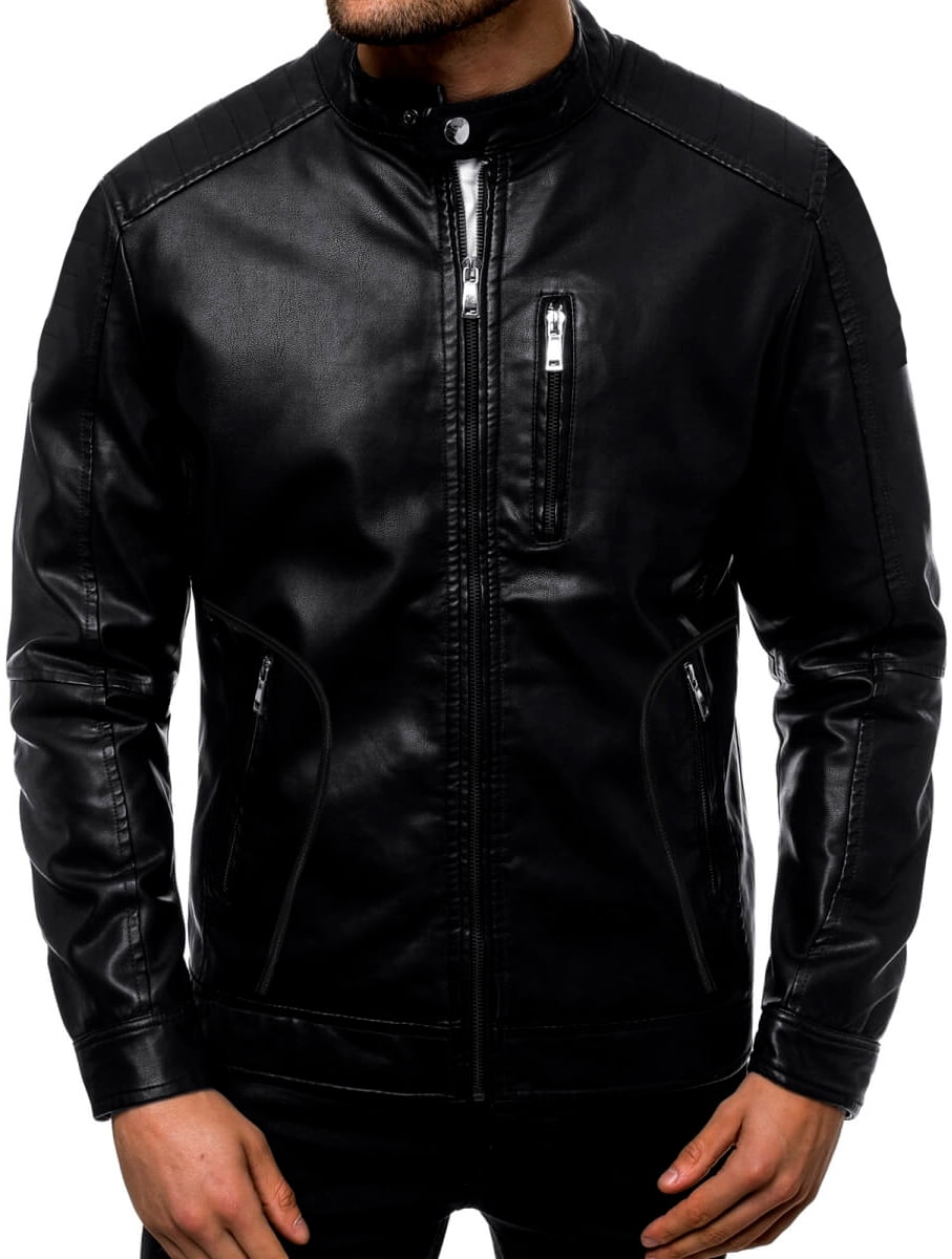 Chamarra Para Hombre Shendy Vendi Chaqueta Vinipiel Tipo Biker Negro ...