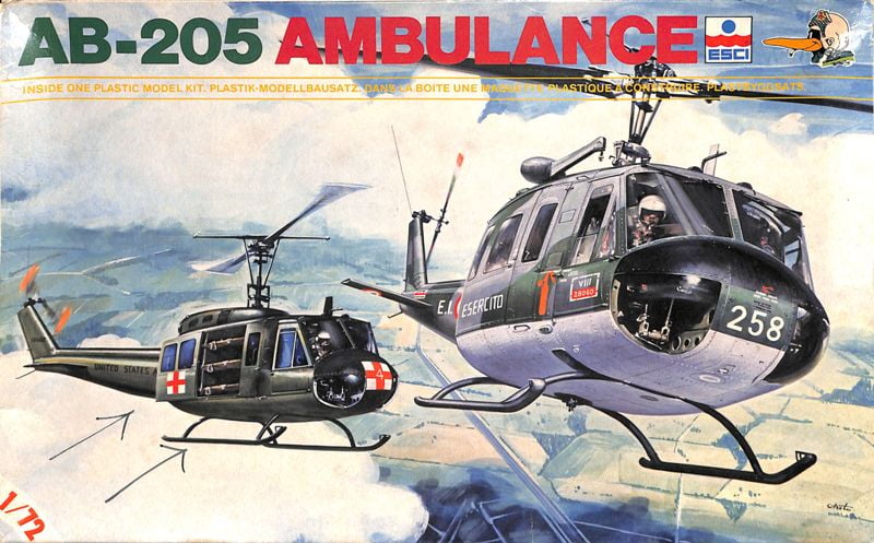 ESCI 1:72 AB-205 Ambulance Helicopter Plastic Model Kit #9006U ...