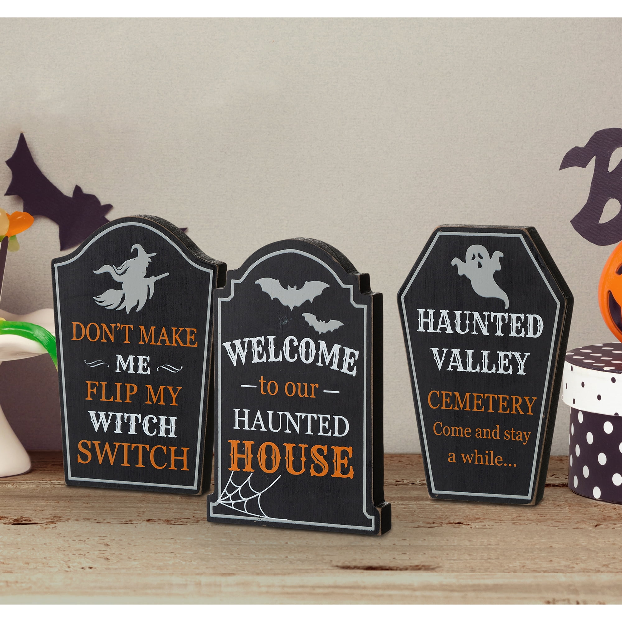 Glitzhome S/3 Halloween Wooden Tombstone Table Sign - Walmart.com