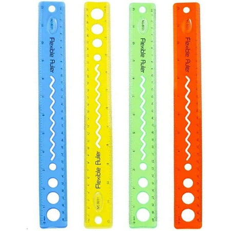 Set of 4 Flexible Rulers, 4 Colors Flexible Ruler 30cm/12inch, Inch ...