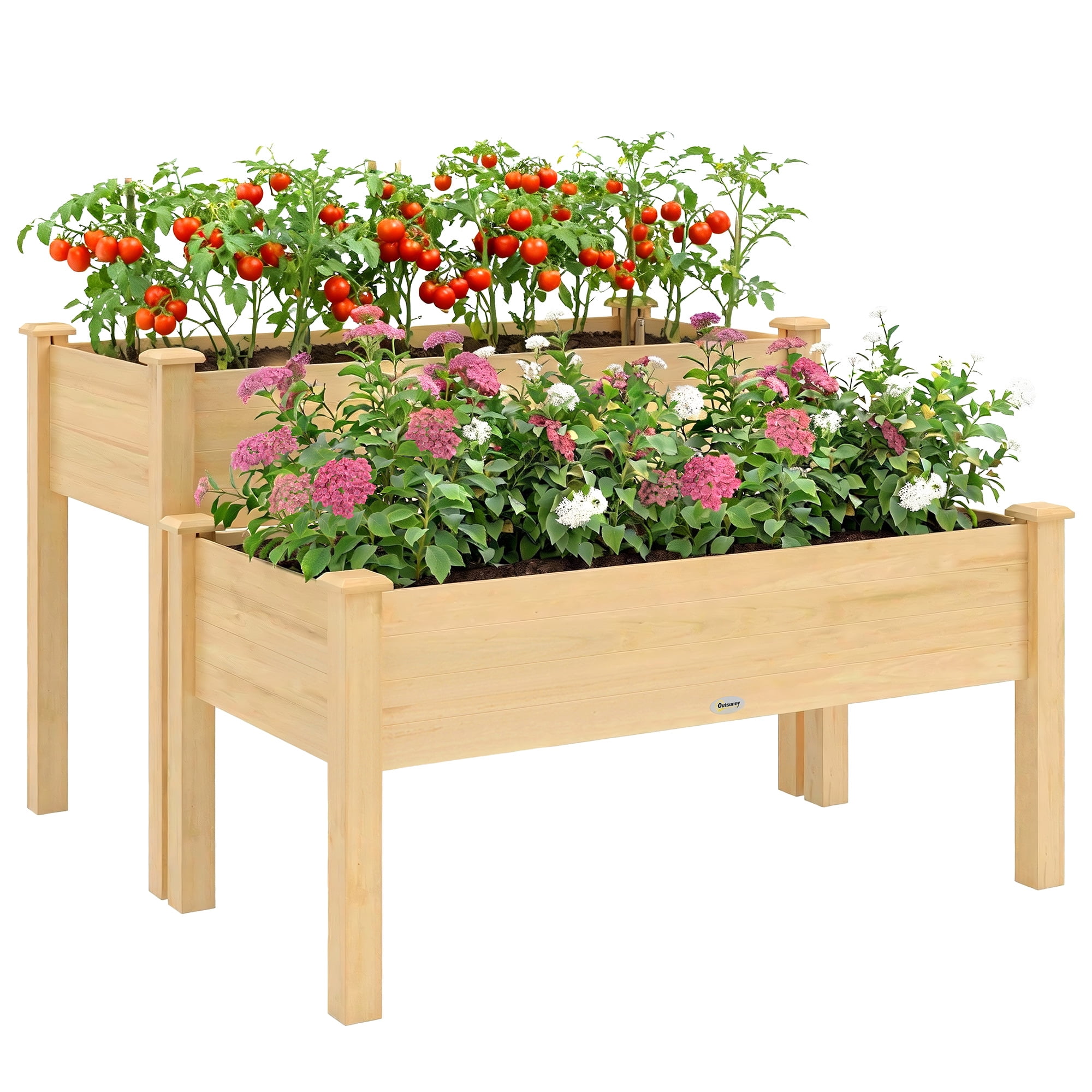 Click here for Outsunny 2 Tiers Raised Garden Bed  Wooden Elevate... prices