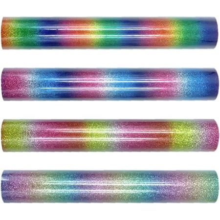 4Sheet Gradient Glitter Craft Adhesive Vinyl, Heat Transfer Vinyl Films ...