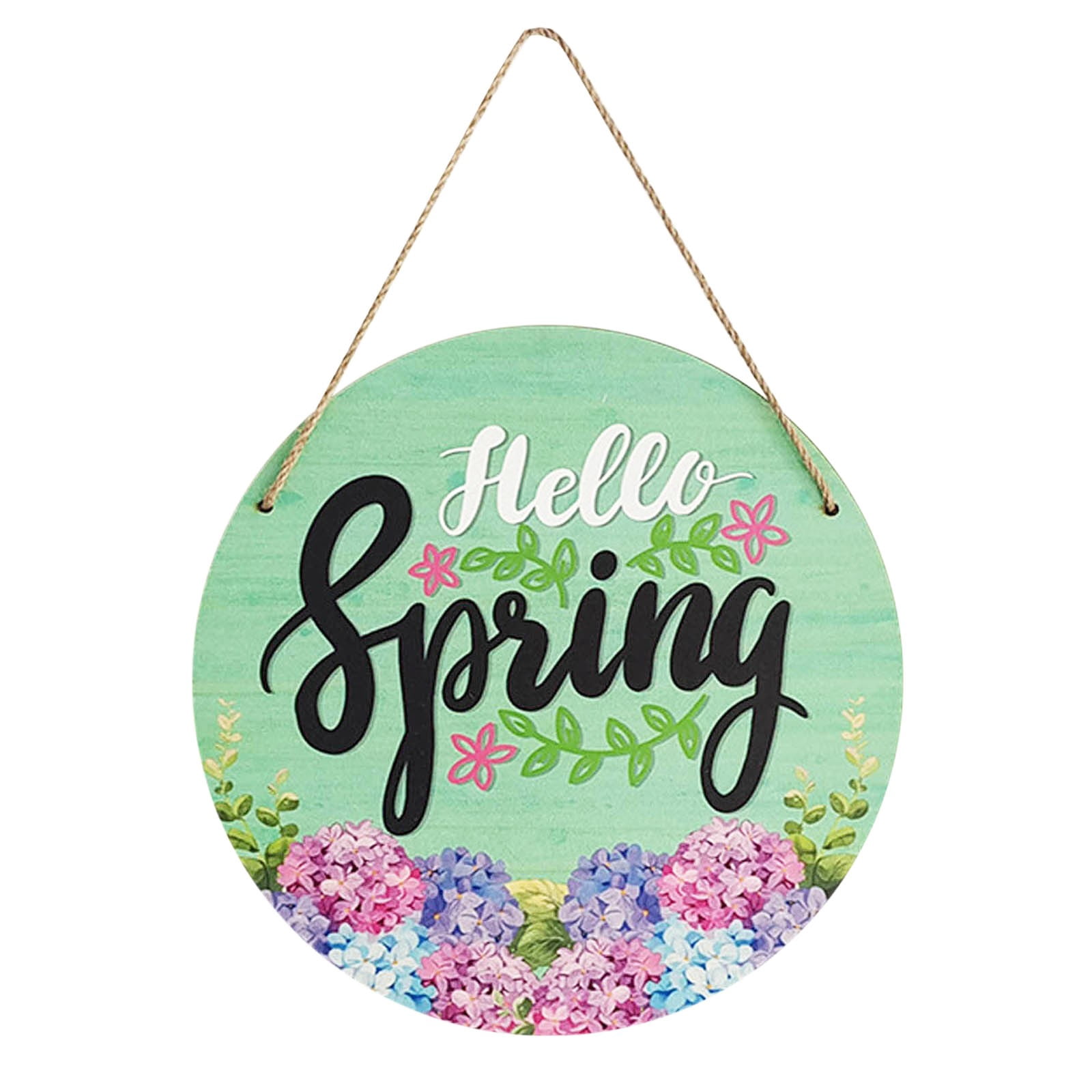 Spring Garden Wooden Hanging Sign Hello Spring Round Welcome Door Sign ...