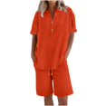 2 Peice Short Sets for Women Short Sleeve Cotton Linen Shirts Matching ...