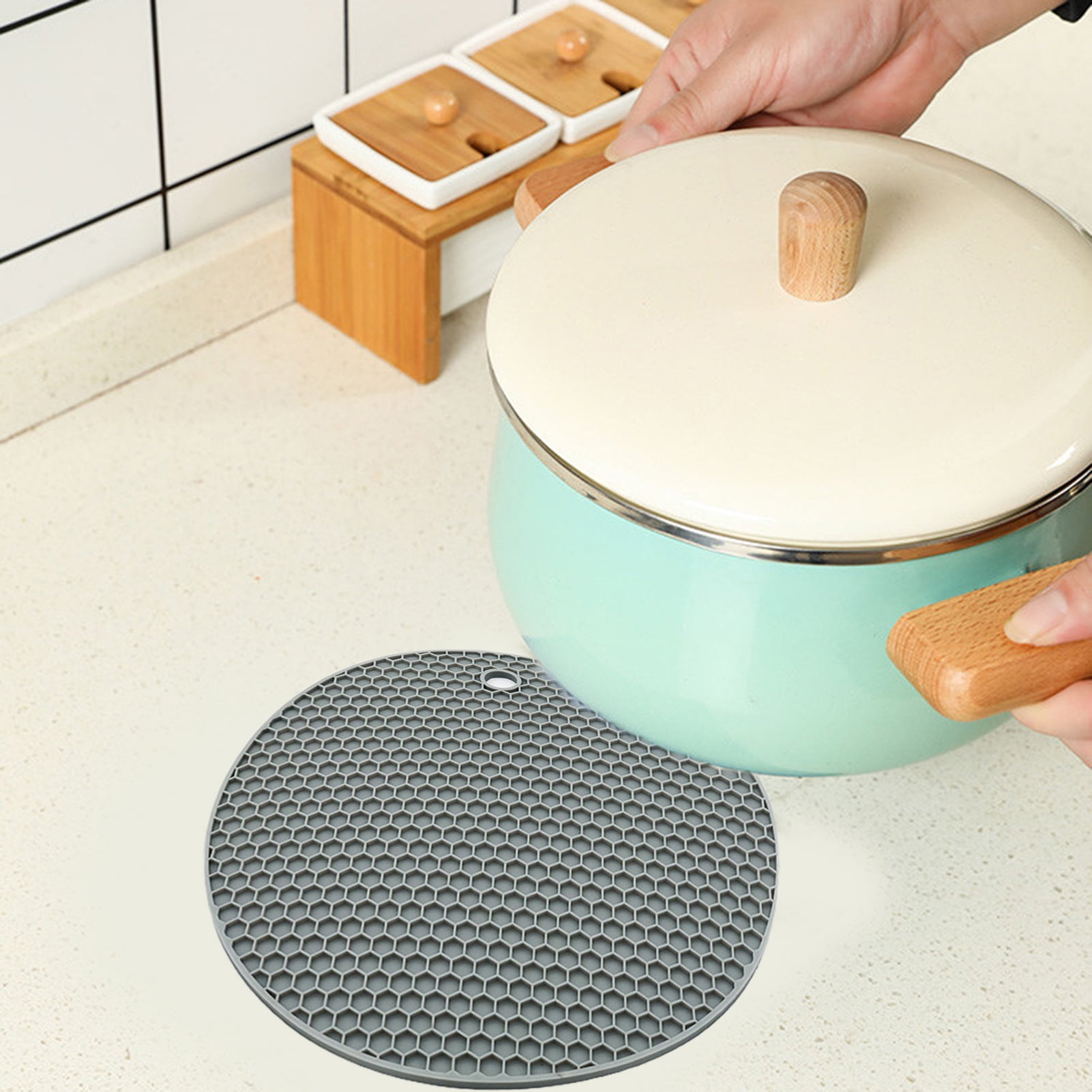 Honeycomb Design Coaster Mats - Heat-Resistant Silicone Round Honeycomb ...