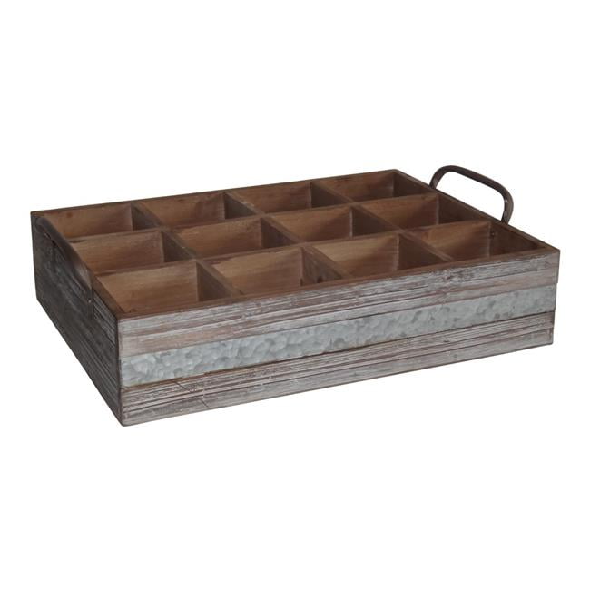 Cheungs 4938GW Wooden 12 Compartment Caddy with Metal Accent & Side ...