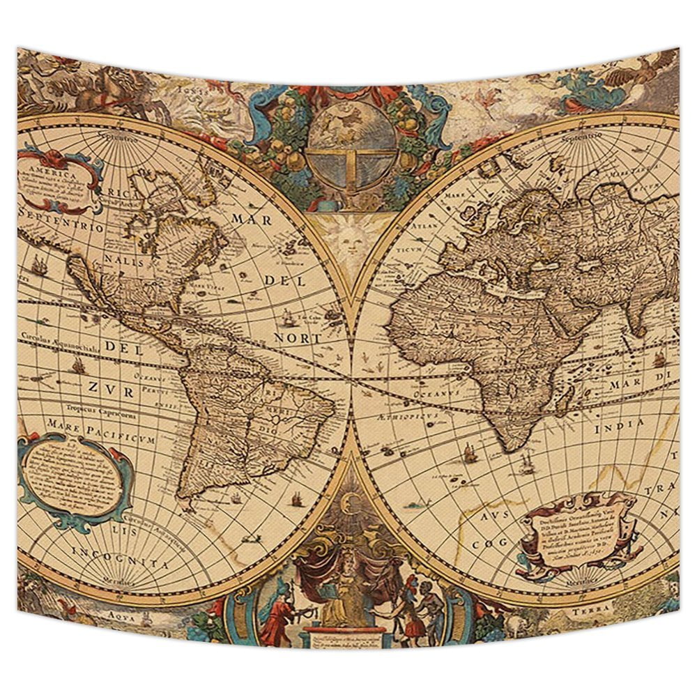 GCKG World Map Tapestry,Vintage Retro World Map Wall Hanging Wall Decor ... GCKG World Map Tapestry,Vintage Retro World Map Wall Hanging Wall Decor ...