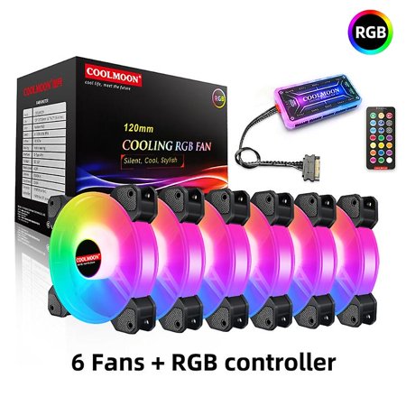 120mm Case Fan, Rgb Case Fans, 5v-6pin Rgb Case Fans Coolmoon With ...