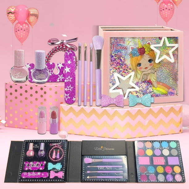 38 Pcs Real Little Princess Makeup Set, Kids Real Washable Make Up Toy ...