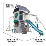 KidKraft River Canyon Wooden Swing Set, Slide, Monkey Bars, Playhouse ...
