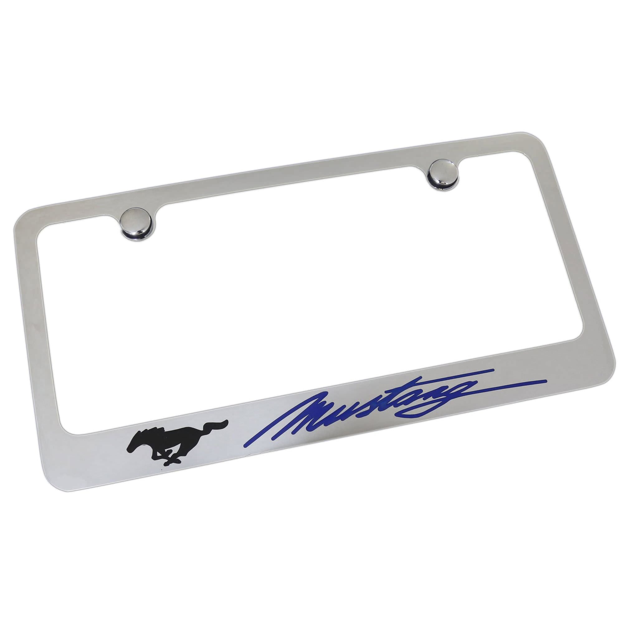 Ford Mustang Blue Script License Plate Frame (Chrome) - Walmart.com