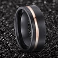 8mm Wide Black Ribbed Tungsten Carbide Ring Rose Gold Groove Comfort ...