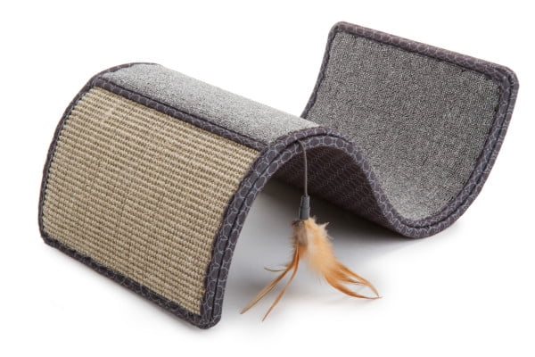 SmartyKat Scratch Scroll with Feather Toy, Multi-Surface Sisal & Carpet ...