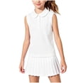 AHTJRT Girls Two Piece Set Sleeveless Lapel Collar Golf Shirts with ...