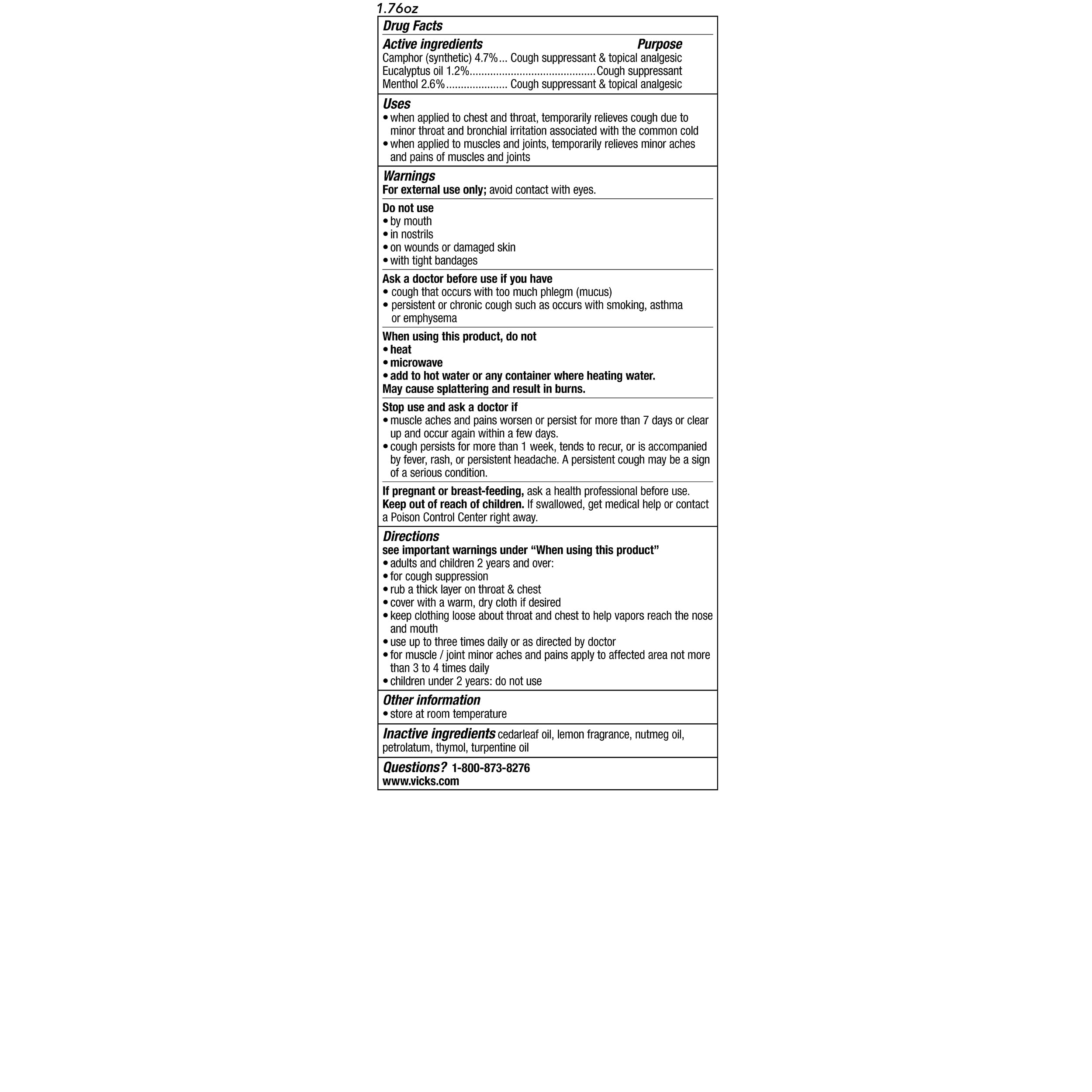 Buy Vicks VapoRub Cough Suppressant, Topical Chest Rub and Analgesic ...