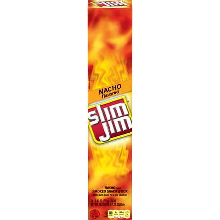 Slim Jim Giant Smoked Meat Stick, Nacho Flavor, .97 Oz. 24-Count ...