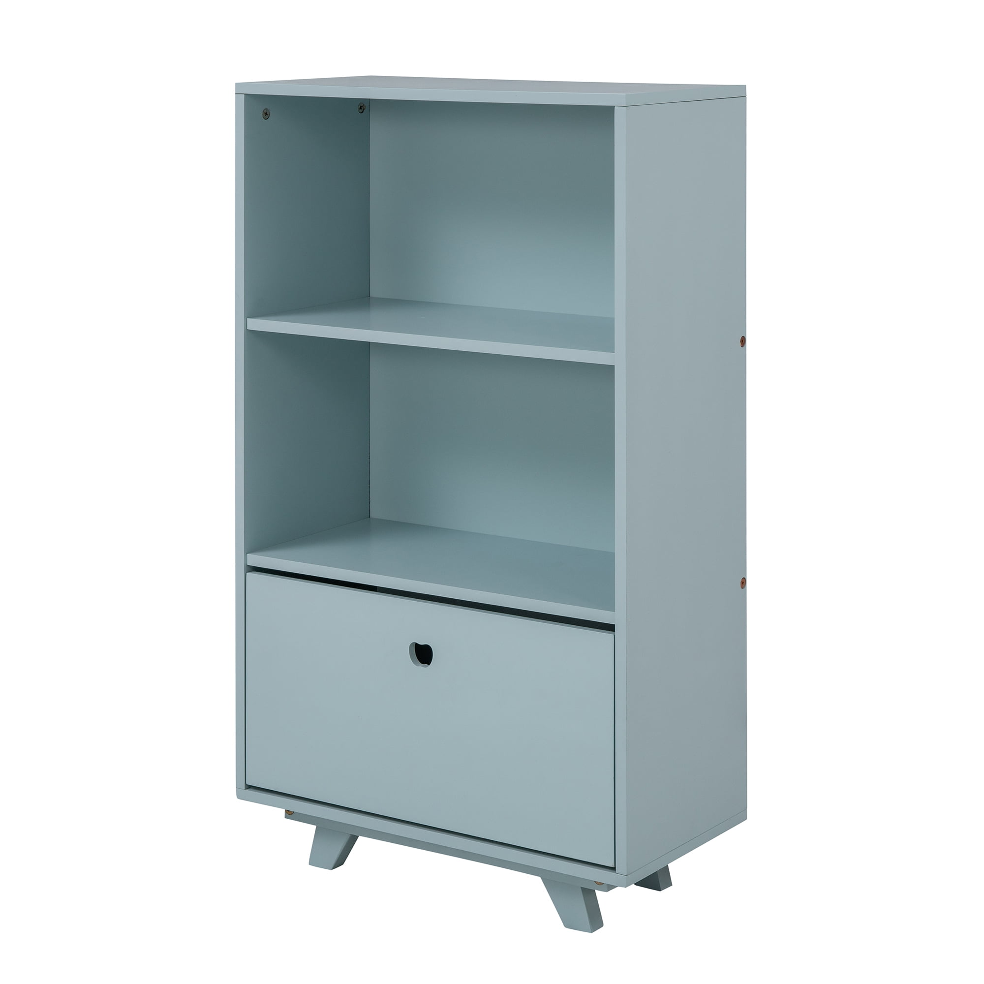 Wooden Storage Bookcase with Drawer and 2 Open Shelves, Storage Cabinet ...