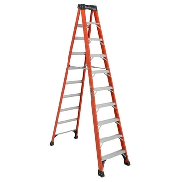Louisville Heavy Duty 10ft Fiberglass Step Ladder, 14ft Reach, 300lbs ...