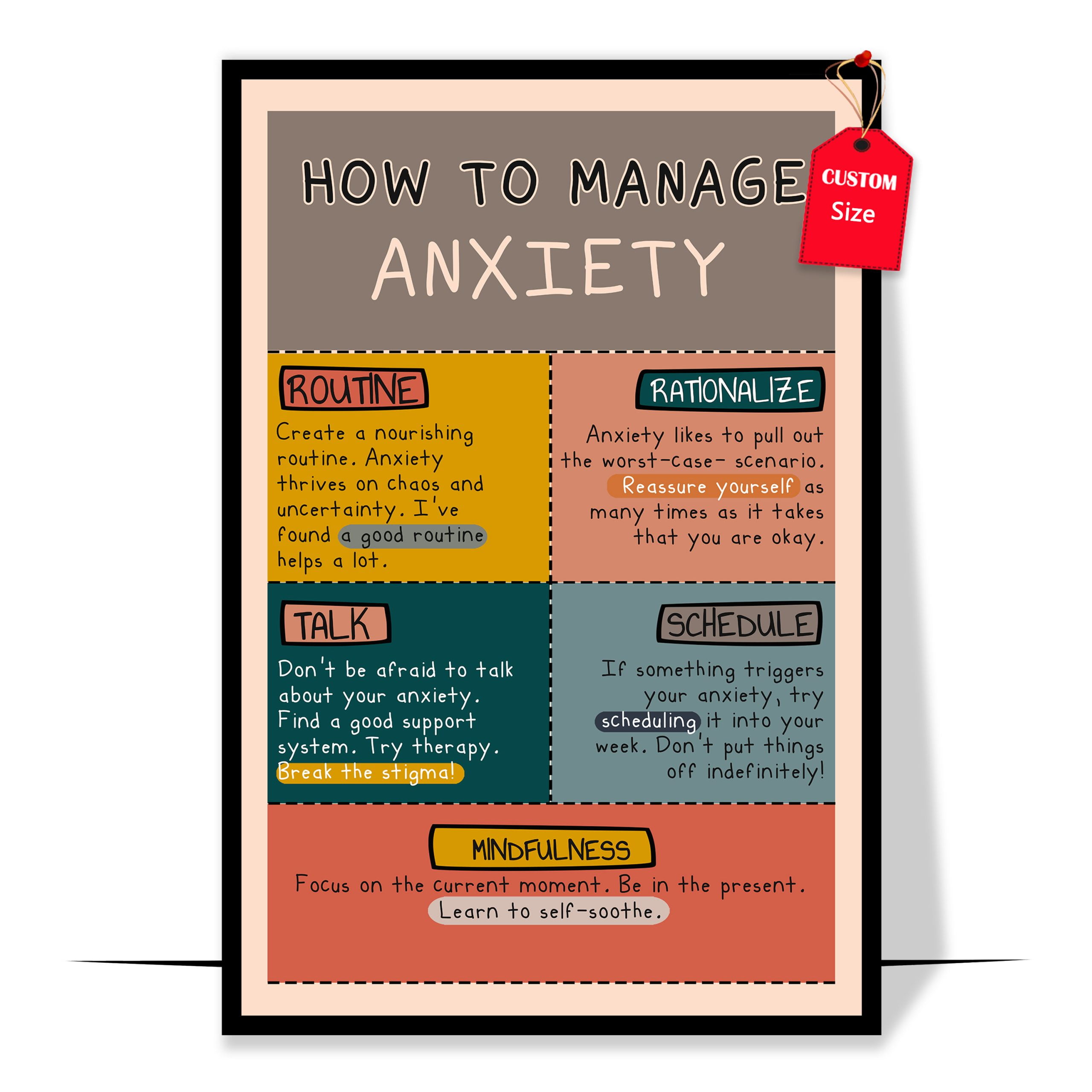 LOLUIS How To Manage Anxiety Poster, Mental Health Poster for Classroom ...