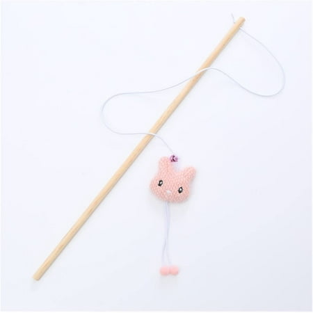 Cat Toy 2 Pcs Cat Toy Cartoon Wooden Animal Funny Cat Stick Rabbit ...