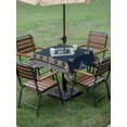 Blue Tribal Geometric Square Outdoor Tablecloth with Umbrella Hole ...