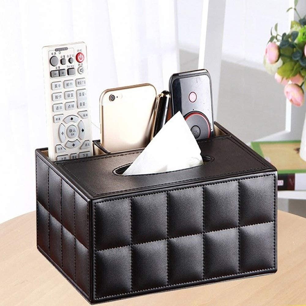PU Leather Multifunction Tissue Box Cover Pen Pencil Holder Remote ...