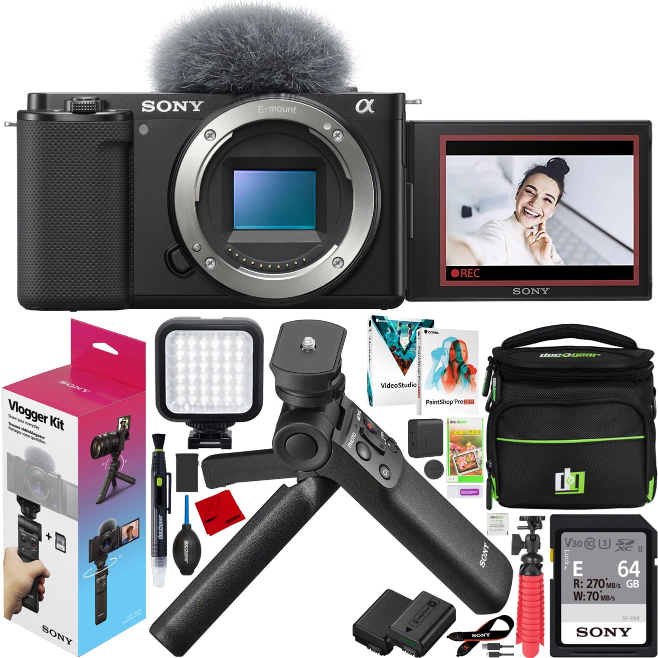 Sony ZV-E10 Mirrorless Alpha Interchangeable Lens Camera Body Vlogger Kit ILCZV-E10/B Black ...
