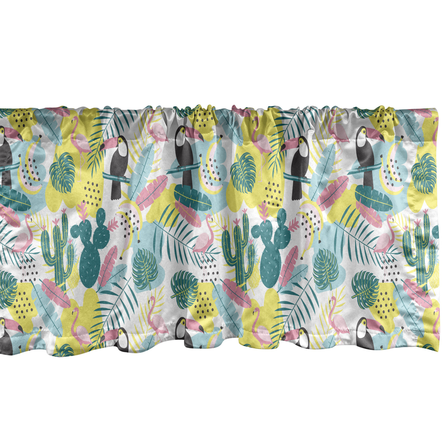 Tropical Window Valance Pack of 2, Island Aloha Nature Art Pattern with ...