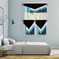 Black Blue Lines Kitchen Curtains Set for Windows, Geometric Abstract ...