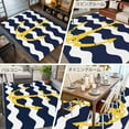 5x8 Area Rugs, Navy Ripple Non-Skid Rubber Backing Large Rectangle Rugs ...