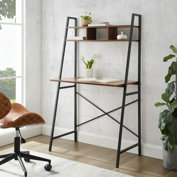 Manor Park Urban Industrial Ladder Storage Desk, Dark Walnut - Walmart.com