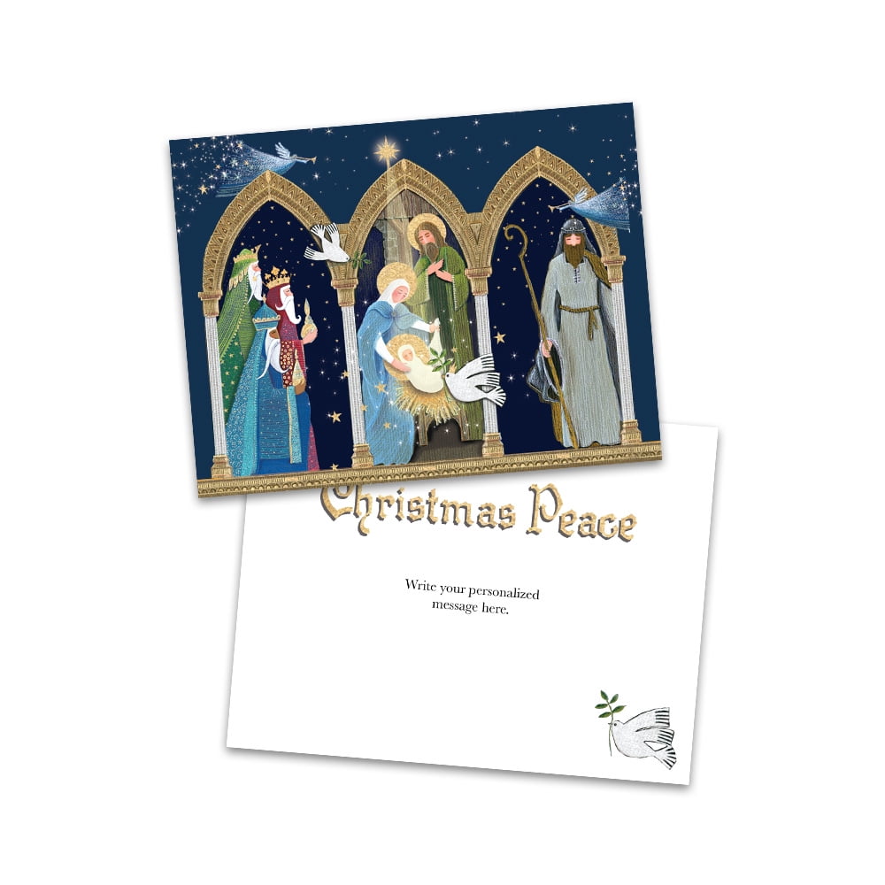 Personalized Manger Scene Folded Holiday Greeting Card - Walmart.com ...
