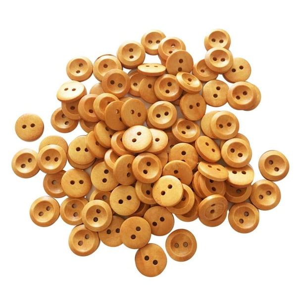 simhoa 100 pieces kids buttons 15mm wooden buttons wooden button with 2 ...