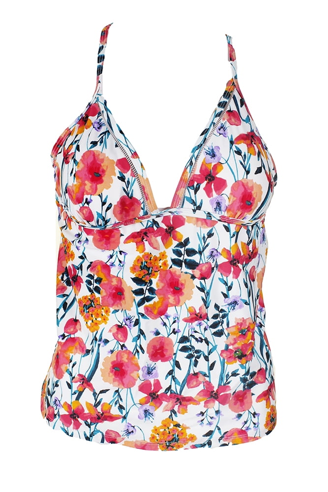 Hula Honeyjuniors White Multi In Such A Fleury Cross-Back Tankini Top M ...