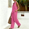 2 Piece Linen Outfits for Women Dressy Casual Vacation Halter V Neck ...