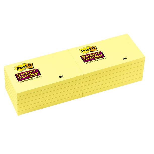 Post-it Super Sticky Notes, 3" x 5", Yellow, 12 Pads - Walmart.com ...