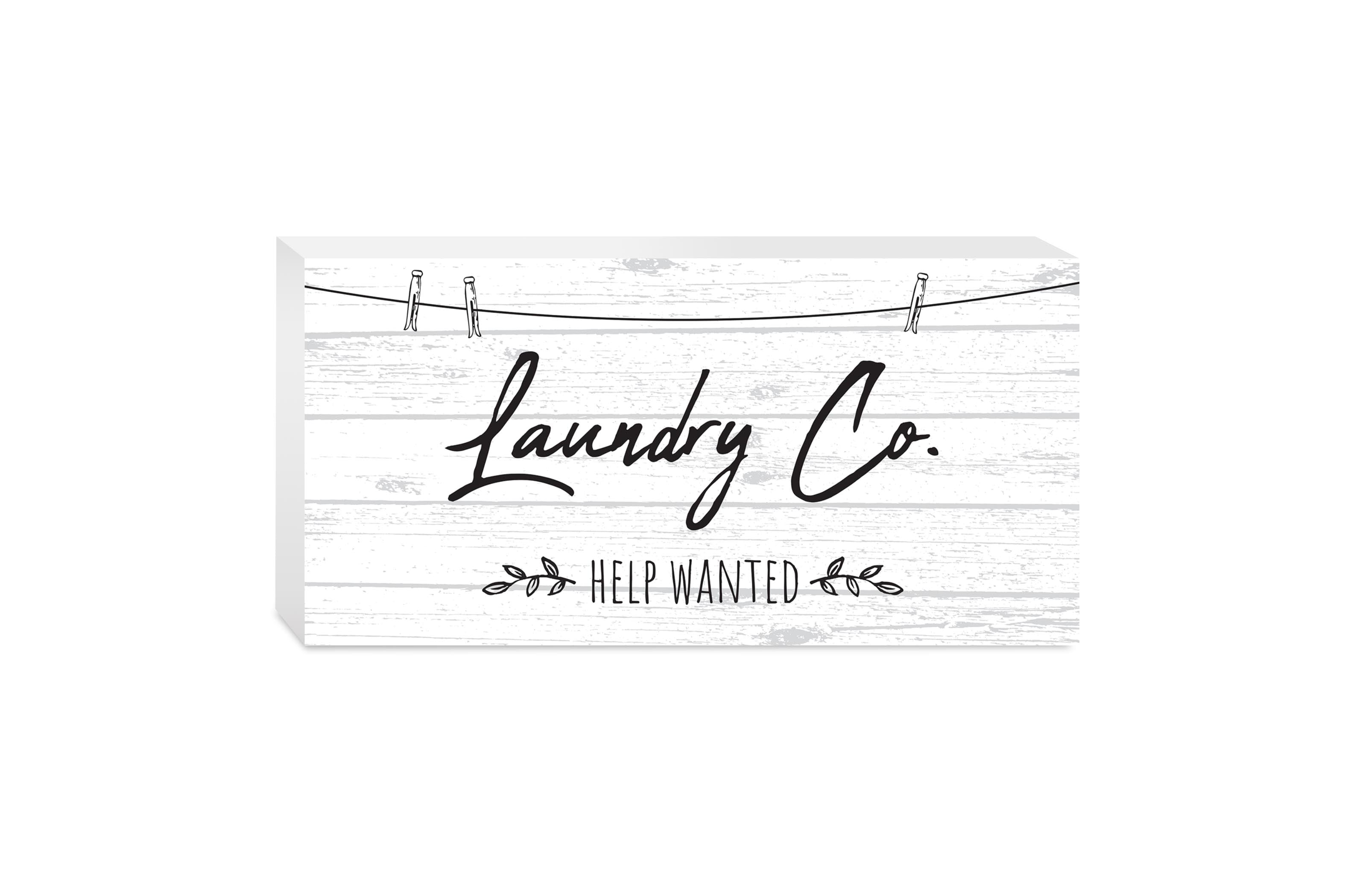 Laundry Help Wanted White Board Clothesline 10 x 5 Wood Tabletop Sign ...