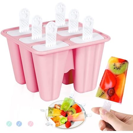 Ice Cream Mold, 6 Pcs Pink Ice Pop Mold Popsicle Sorbet DIY Reusable ...